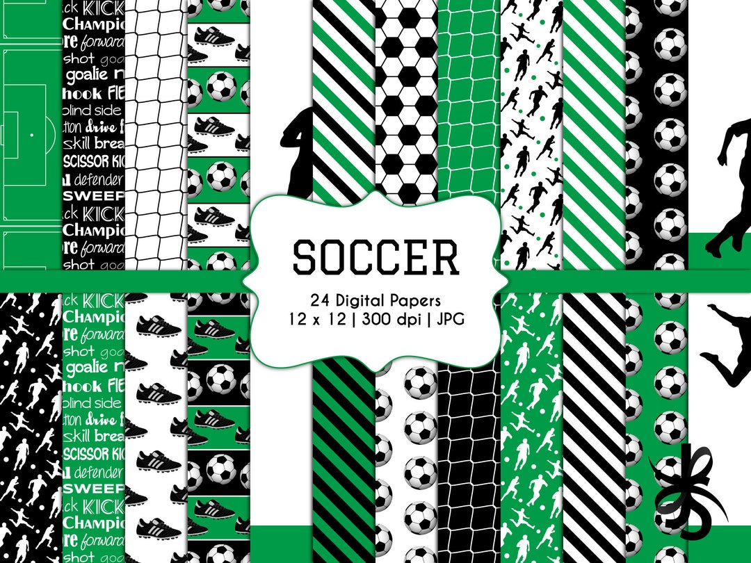 Soccer-digital Scrapbook Papers-commercial Use-net-ball-football-field ...