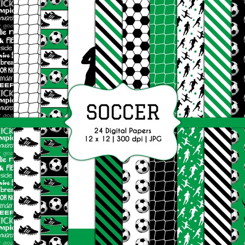 Soccer Ball Digital Paper Background Scrapbook Papers - Etsy