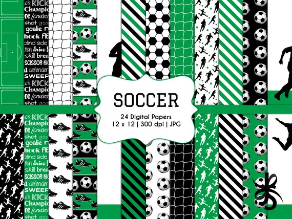 Soccer-digital Scrapbook Papers-commercial - Etsy