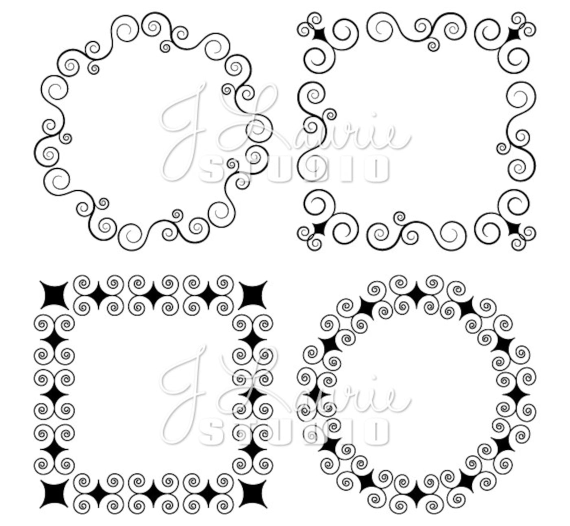 Fancy Frames Digital Clipart-square Frames-round | Etsy