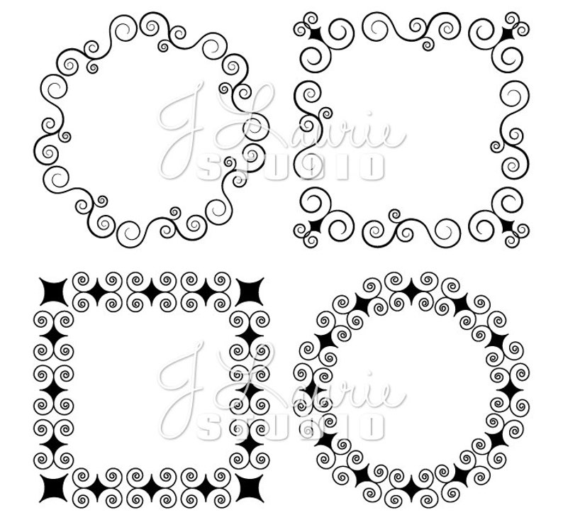 Fancy Frames Digital Clipart-square Frames-round | Etsy