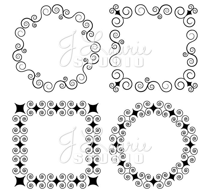 Fancy Frames Digital Clipart-square Frames-round | Etsy