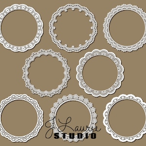 Digital Clipart Frames-lace-circles-doilies-round Frames-borders-white ...