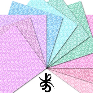 Pastel Swirls-digital Scrapbook Papers-commercial Use-spirals-baby ...