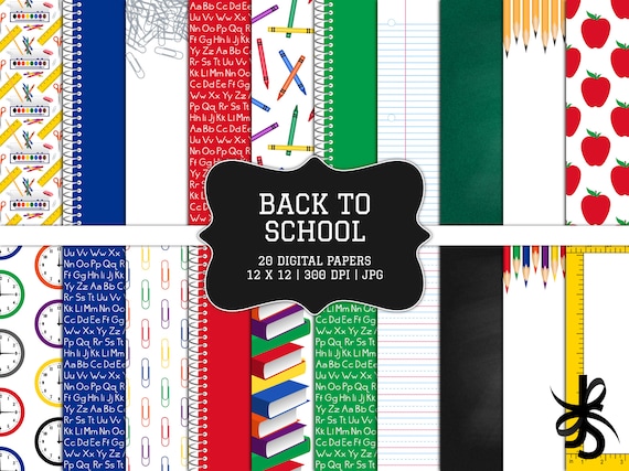 Back to School-digital Scrapbook Papers-commercial - Etsy