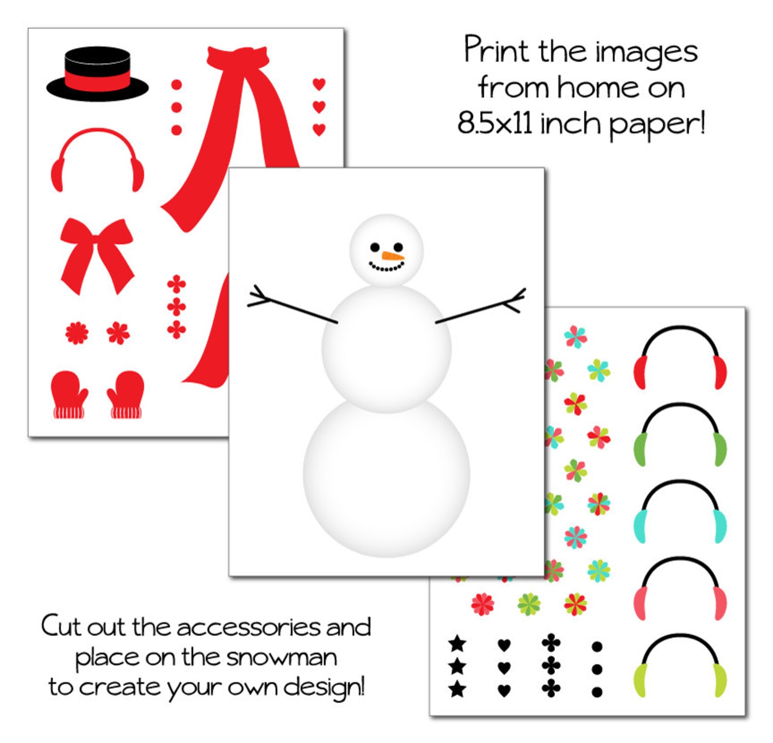 Digital Printable Activity-build a Snowman-diy Snowman-snow | Etsy