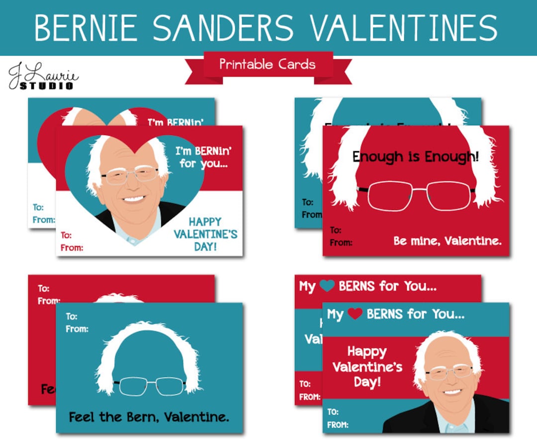 Digital Clipart-bernie Sanders Valentines-printable Valentine Cards ...