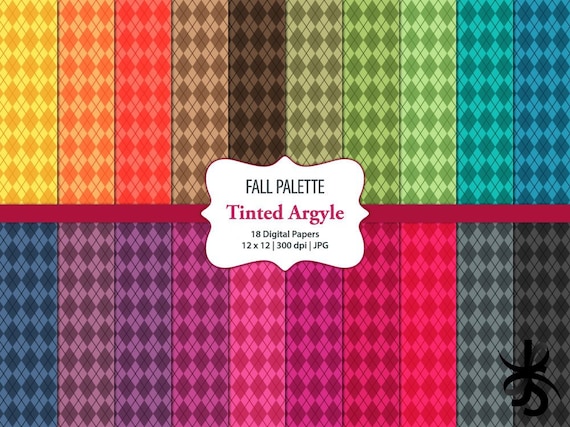 Tinted Argyle-Fall Colors-Digital Scrapbook Papers-Commercial | Etsy