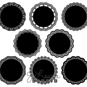 Digital Clipart Frames-lace-circles-doilies-round Frames-borders-black ...