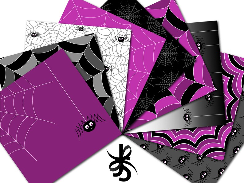 Spooky Spider-Halloween Digital Scrapbook Papers-Commercial | Etsy