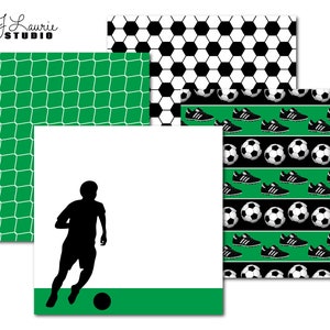 Soccer-digital Scrapbook Papers-commercial Use-net-ball-football-field ...