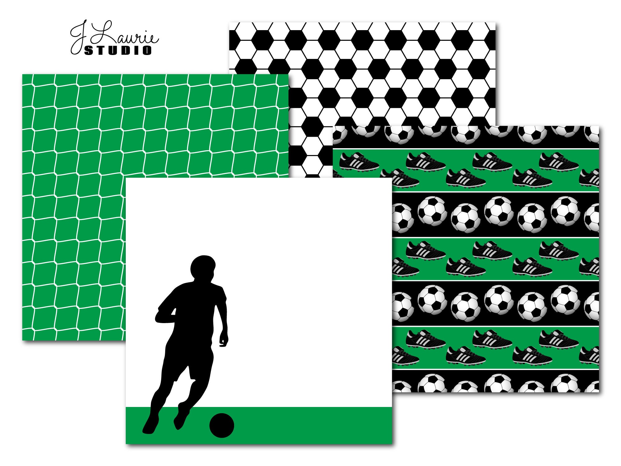Soccer-digital Scrapbook Papers-commercial Use-net-ball-football-field ...