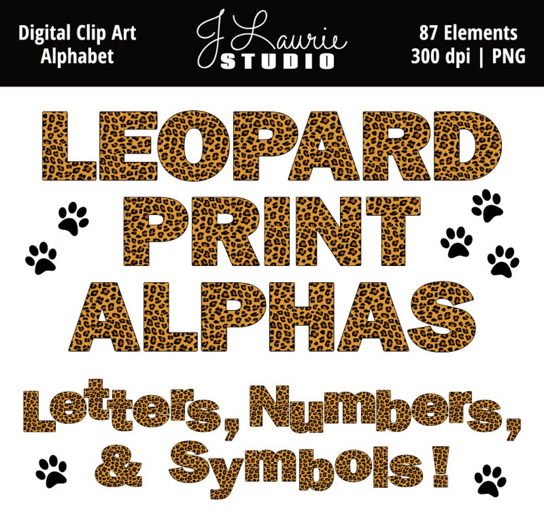 Digital Alphabet Letters Clipart-leopard Print-animal Print-numbers ...
