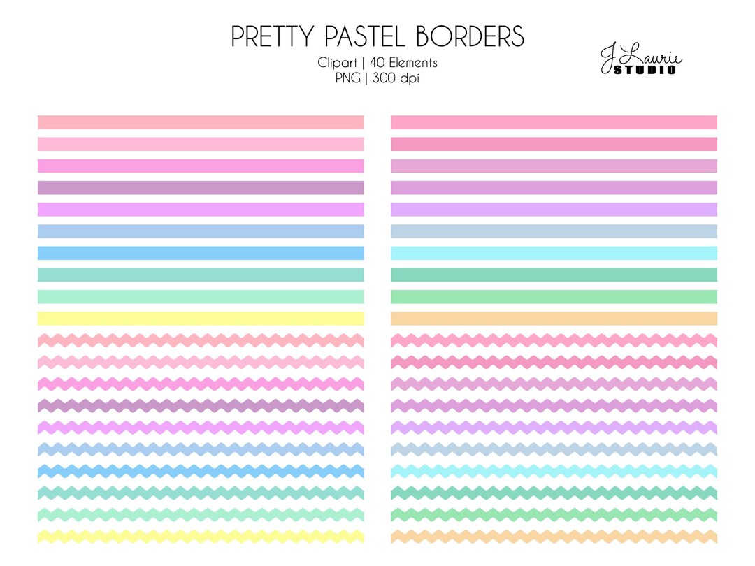 Pastel Digital Clipart Borders-clipart Elements-zig Zag-ric Rac-digital ...