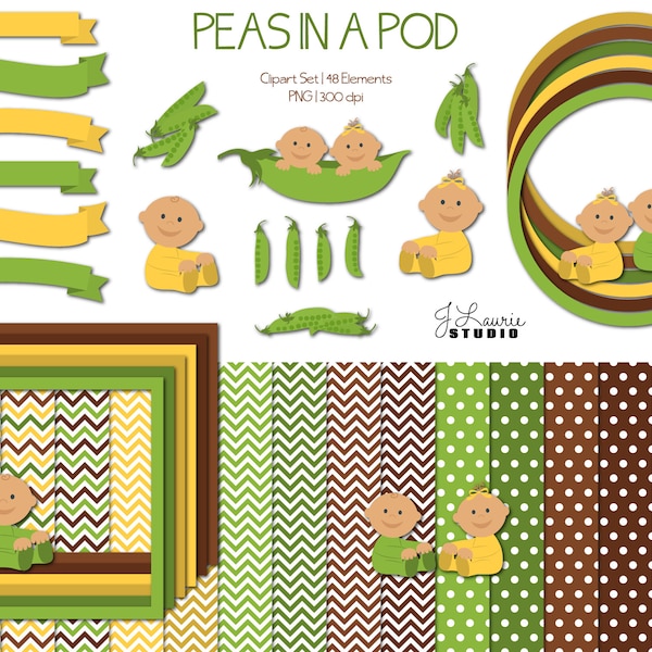 Pea in a Pod Clipart - Etsy