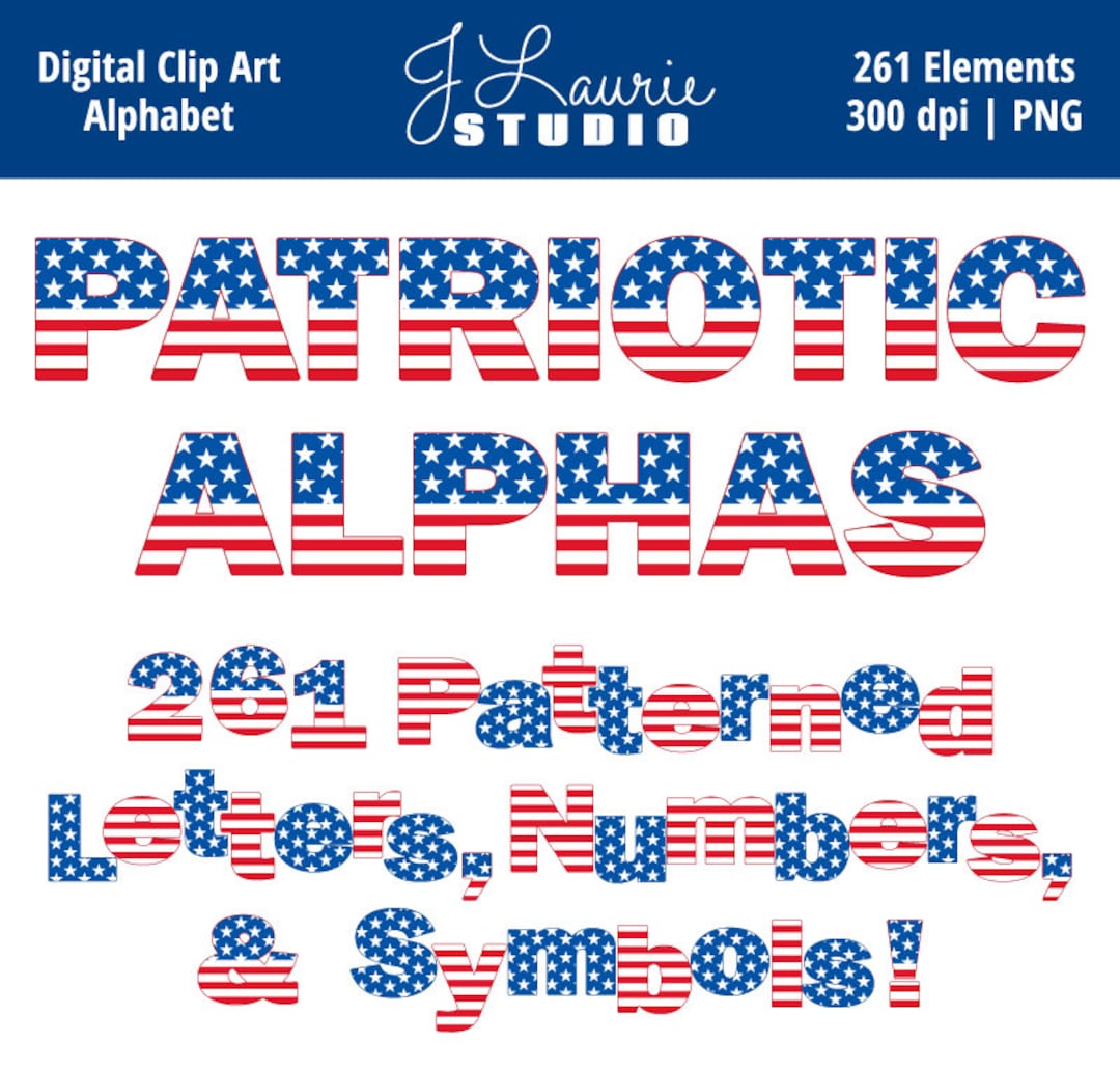 Patriotic Digital Alphabet Letters-american Flag Alphas-independence ...