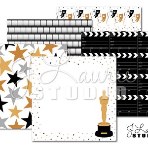 Movie Night-digital Scrapbook Papers-commercial Use-popcorn-theatre ...
