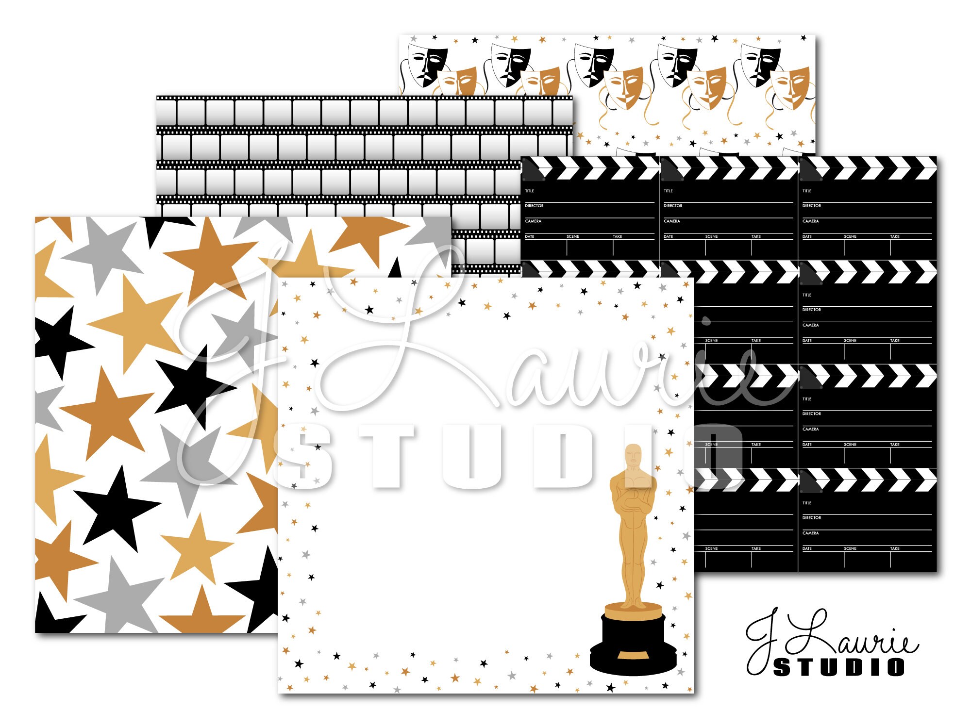 Movie Night-digital Scrapbook Papers-commercial - Etsy