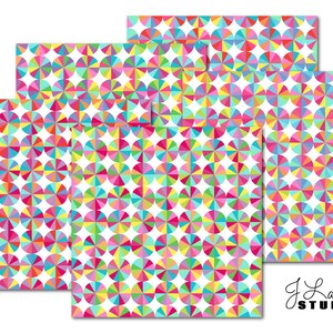 Multicolored Abstract Pinwheels-springtime-digital Scrapbook Papers ...