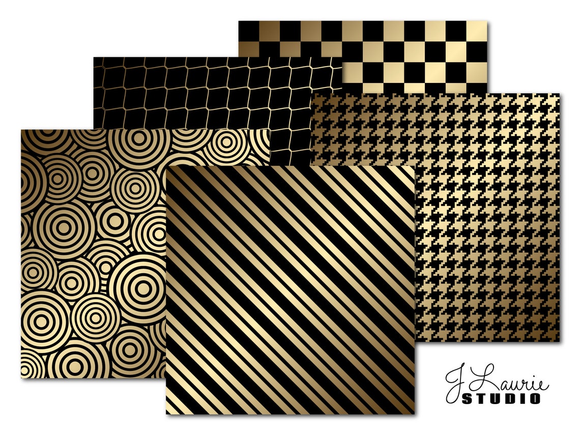 The Basics-black and Gold-patterns-digital Scrapbook | Etsy