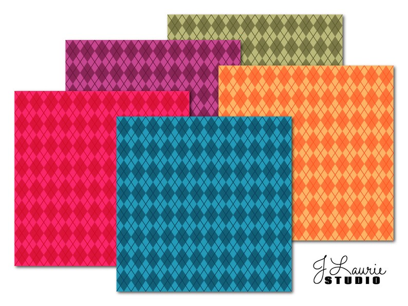 Tinted Argyle-Fall Colors-Digital Scrapbook Papers-Commercial | Etsy
