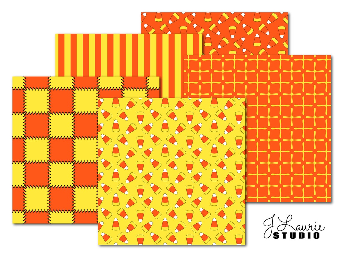 Candy Corn-halloween Digital Scrapbook Papers-commercial - Etsy