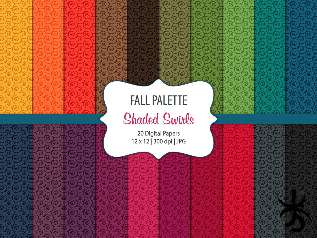 Shaded Swirls-fall Colors-digital Scrapbook Papers-commercial Use ...