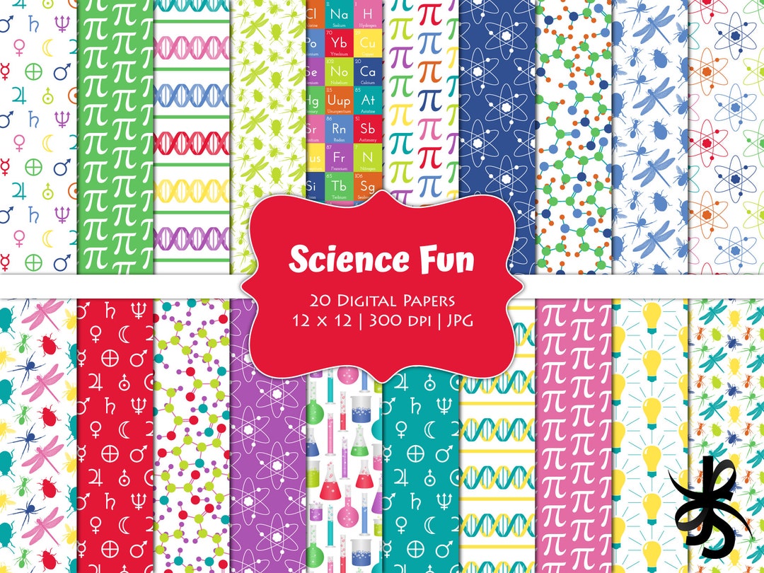 Science Fun-digital Scrapbook Papers-commercial Use-scientific ...