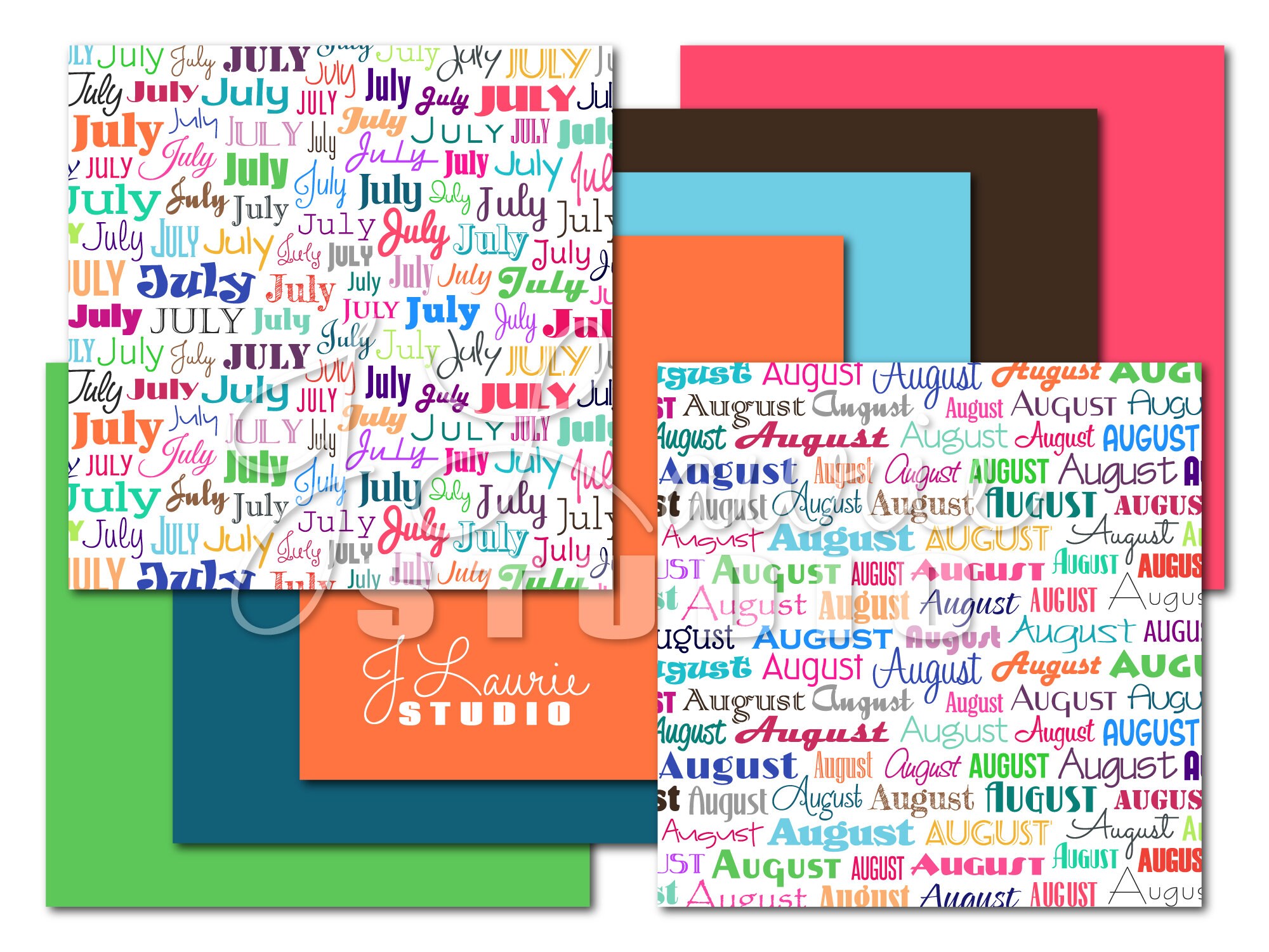Months of the Year-digital Scrapbook Papers-commercial Use-calendar-12 ...
