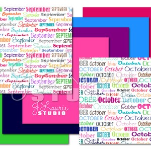 Months of the Year-digital Scrapbook Papers-commercial Use-calendar-12 ...