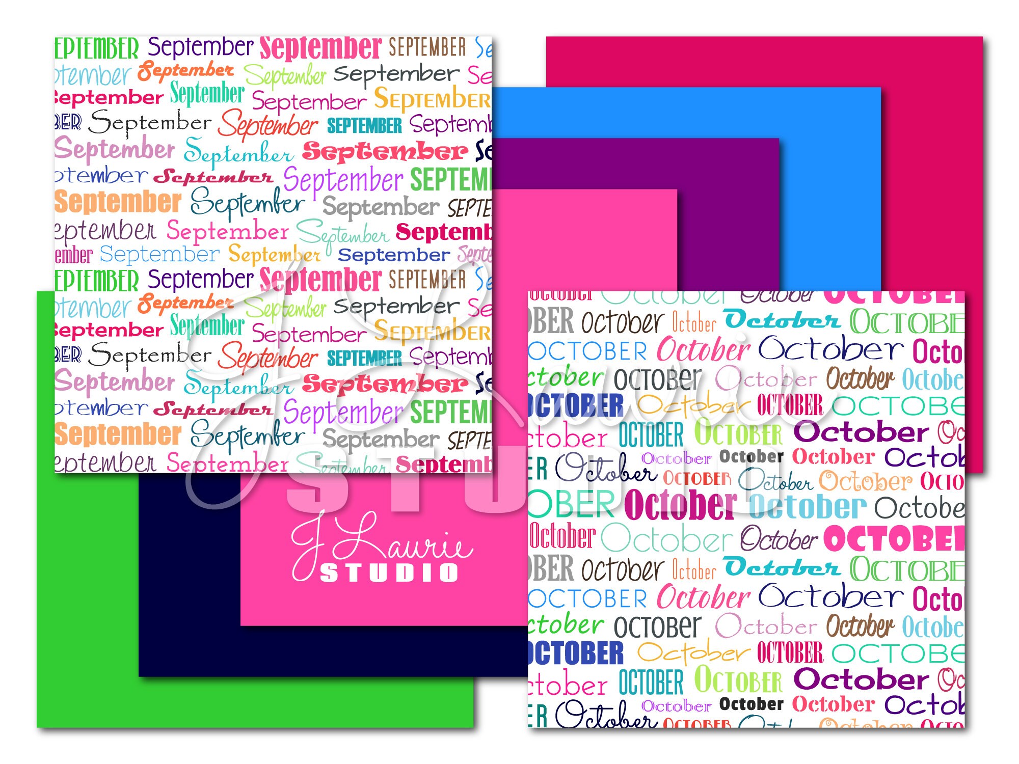 Months of the Year-digital Scrapbook Papers-commercial Use-calendar-12 ...