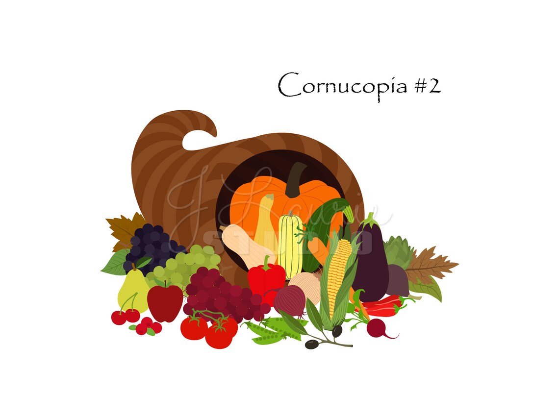 Cornucopia-digital Clipart-commercial Use-thanksgiving-horn of - Etsy