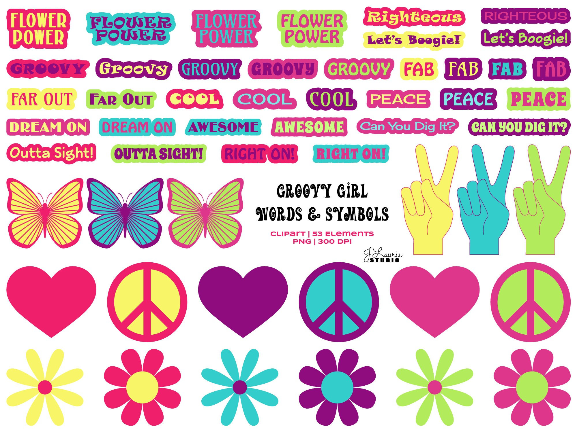 70s Words Clipart