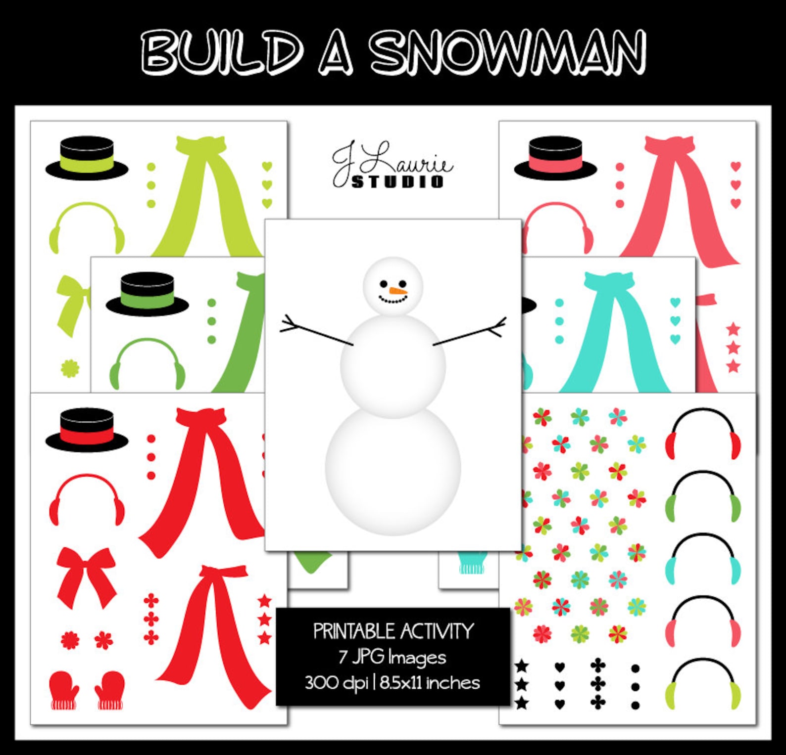Digital Printable Activity-build a Snowman-diy Snowman-snow | Etsy