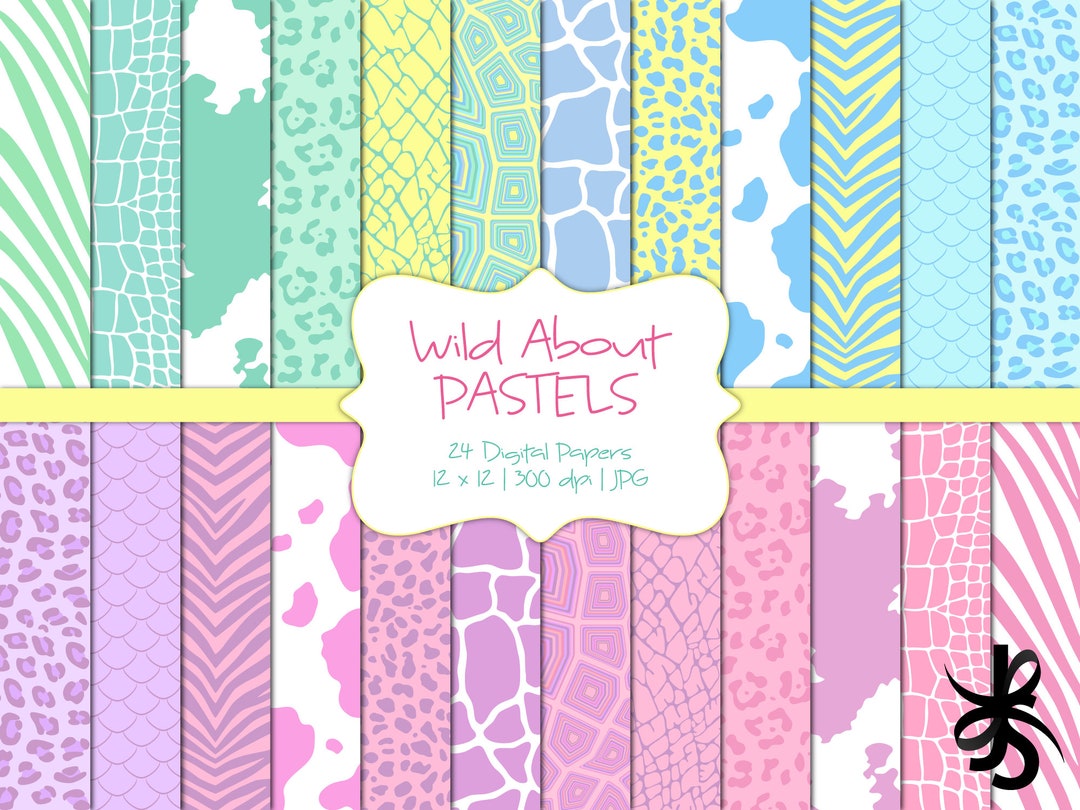Pastel Animal Print-digital Scrapbook Papers-commercial Use-baby Shower ...