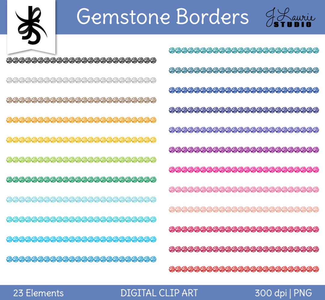 Digital Clipart-gemstone Borders-elements-jewels-digital Borders ...