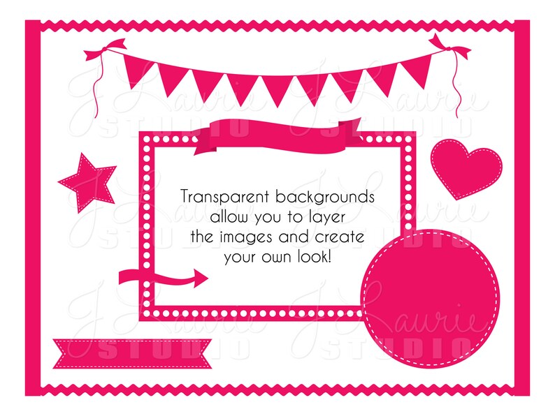 The Basics-hot Pink-digital Clipart-commercial Use-elements-frames ...