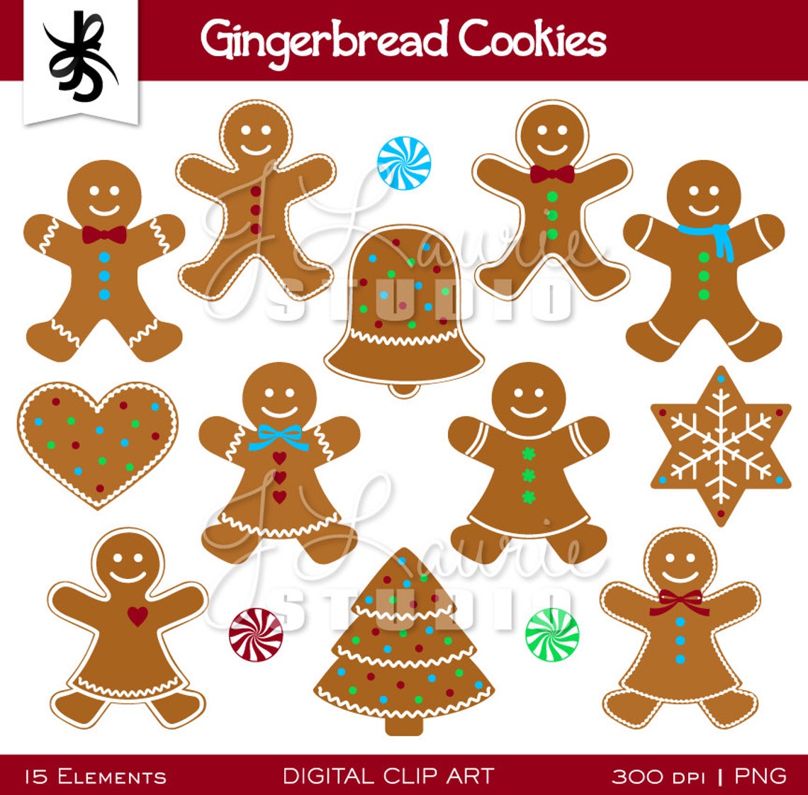 Digital Clipart-gingerbread Cookies-holiday Clipart-christmas ...