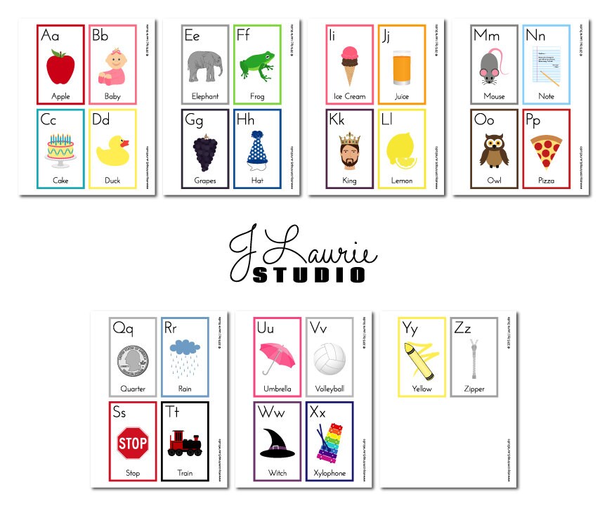 Alphabet Flashcards-alphabet Lesson-printable ABC Flash - Etsy