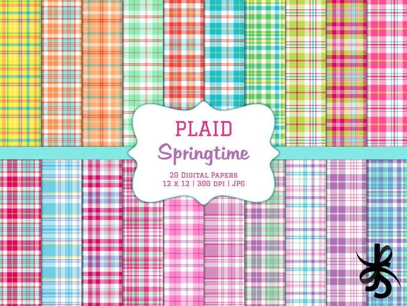 Plaid-springtime-digital Scrapbook Papers-commercial Use-preppy ...