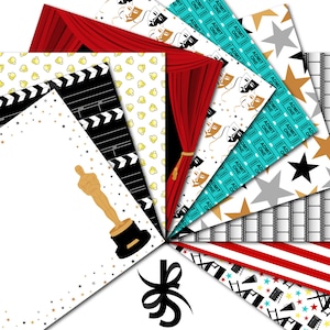 Movie Night-digital Scrapbook Papers-commercial Use-popcorn-theatre ...