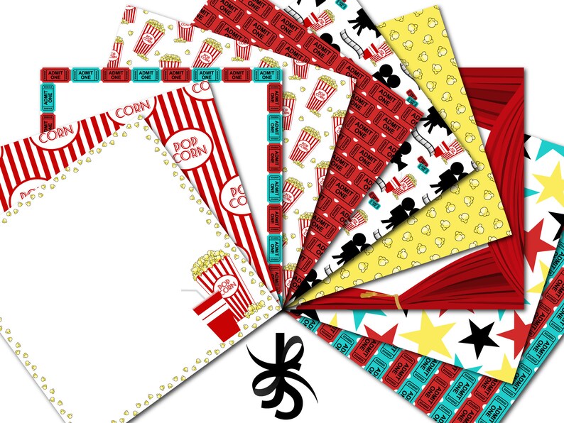 Movie Night-digital Scrapbook Papers-commercial - Etsy