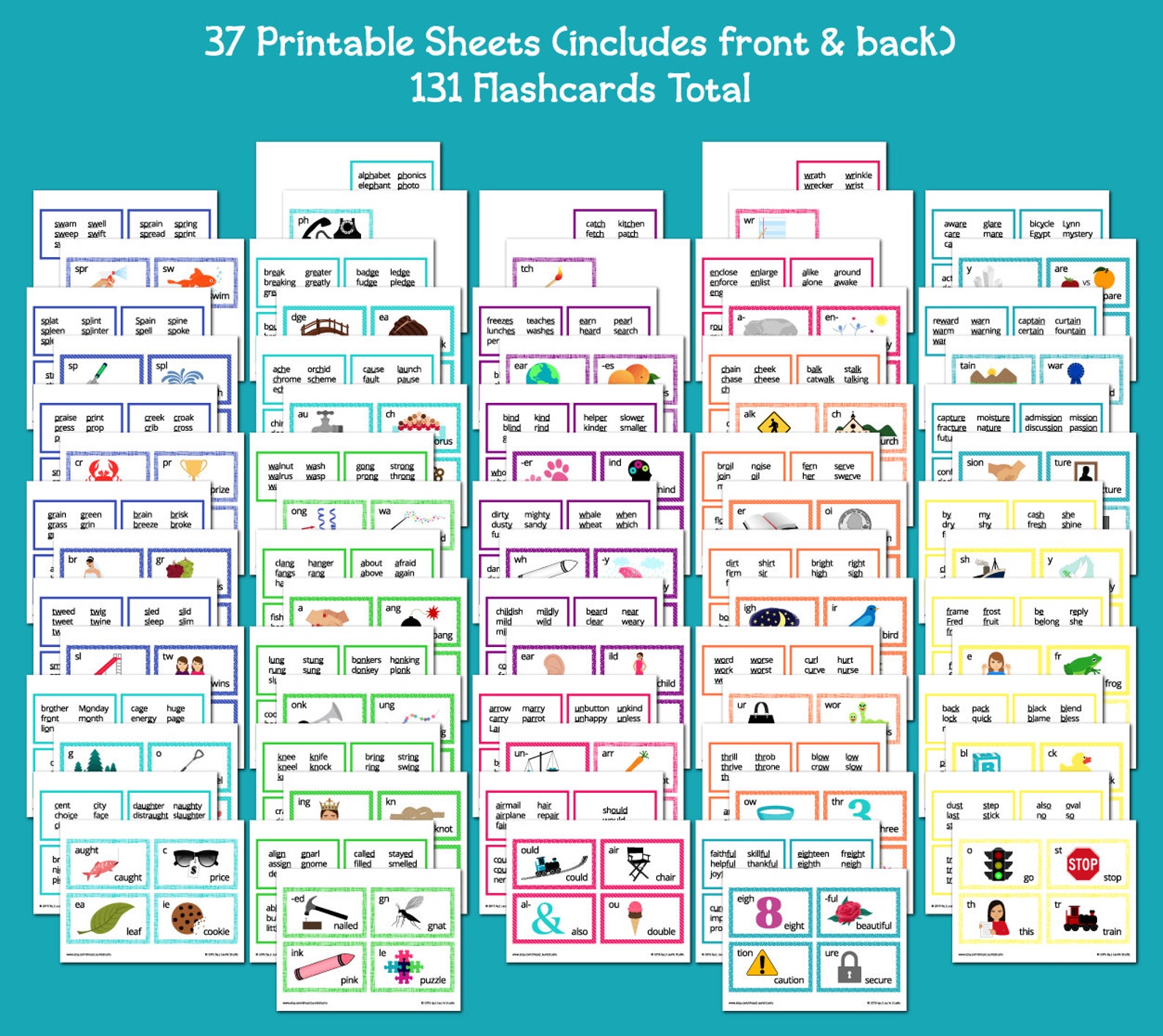 Phonics Flashcards-phonics Lesson-printable Phonics | Etsy