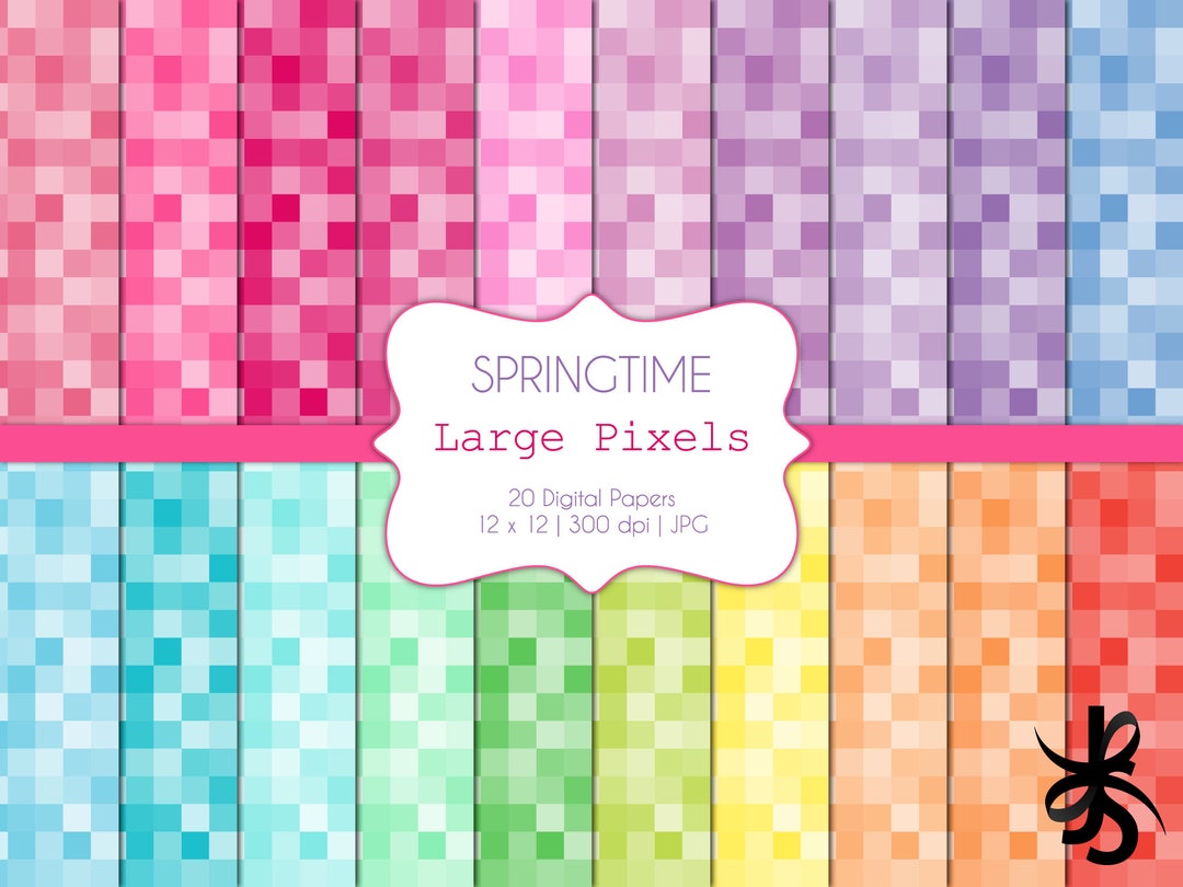 Large Pixels-springtime-digital Scrapbook Papers-commercial Use ...