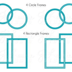 The Basics-teal Blue-digital Clipart-commercial Use-elements-frames ...