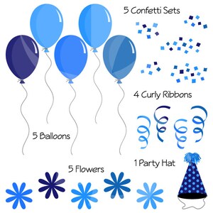 Birthday Clipart & Digital Paper Set-blue-girl-celebration-party ...