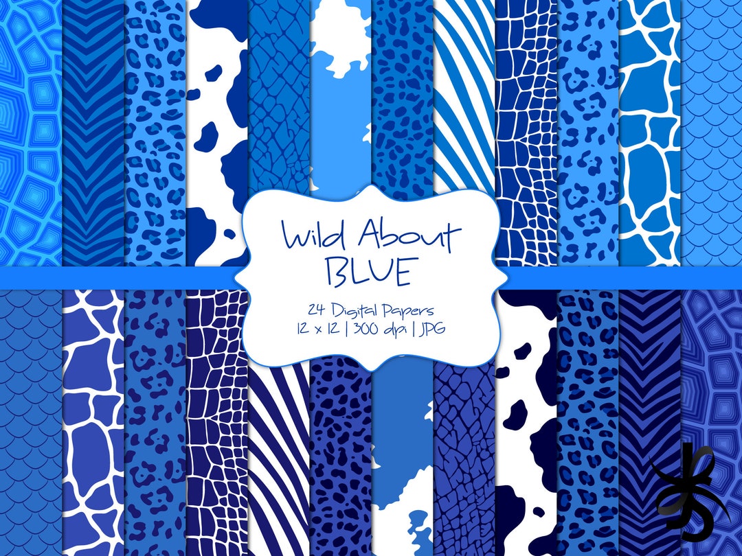 Blue Animal Print-digital Scrapbook Papers-commercial Use-leopard ...