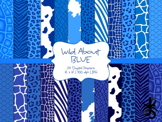 Blue Animal Print-digital Scrapbook Papers-commercial - Etsy