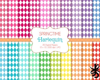 Harlequin Diamond Checkers Digital Paper Printable - Etsy