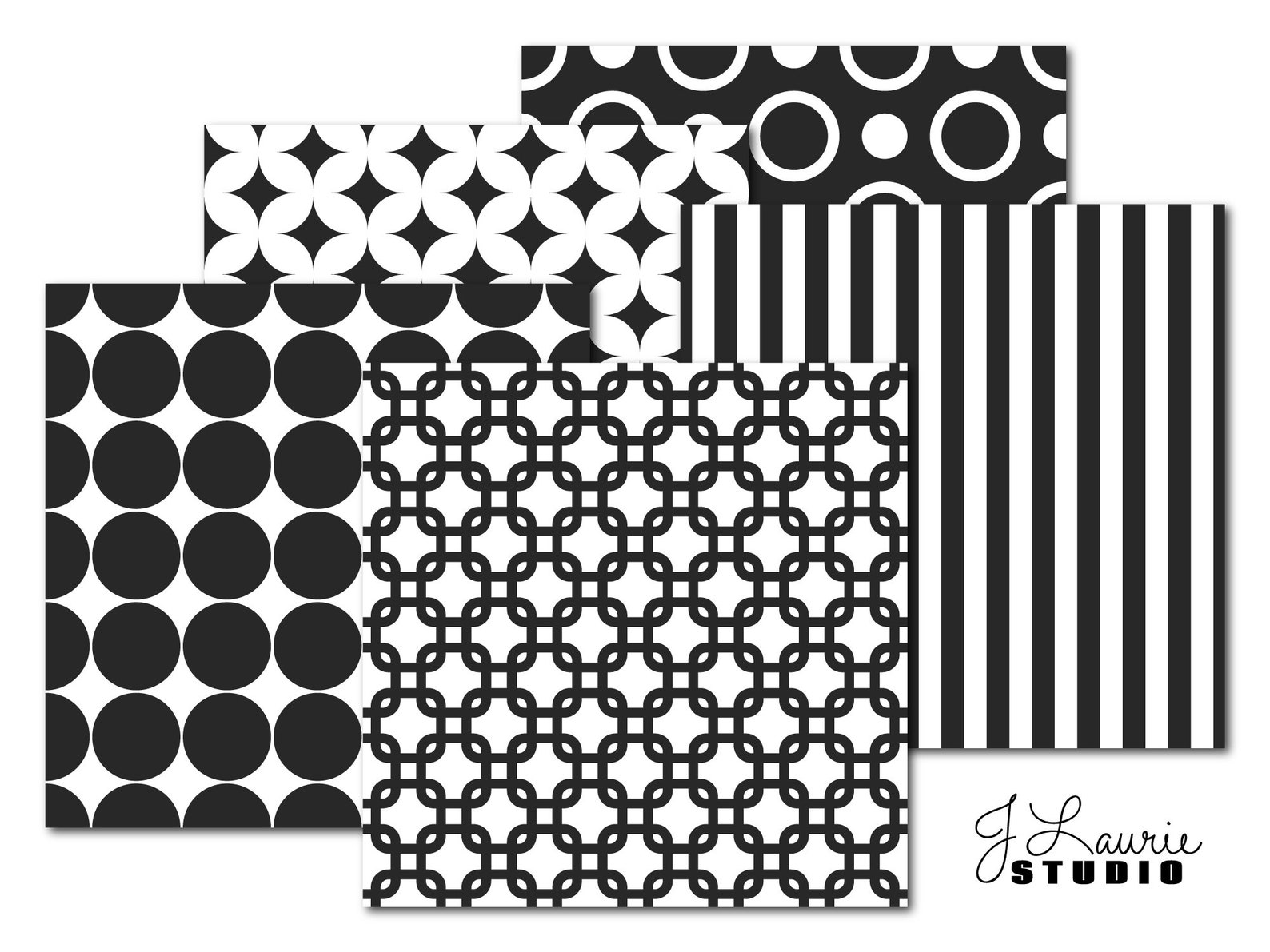 Mod Patterns-charcoal Gray-digital Scrapbook Papers-commercial Use ...